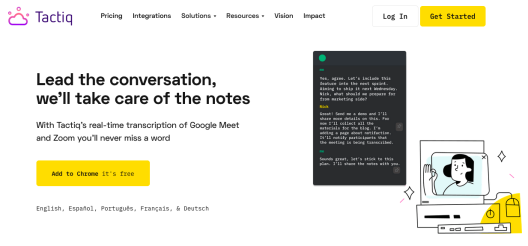 Restez focus sur votre réunion, Tactiq s’occupe des notes